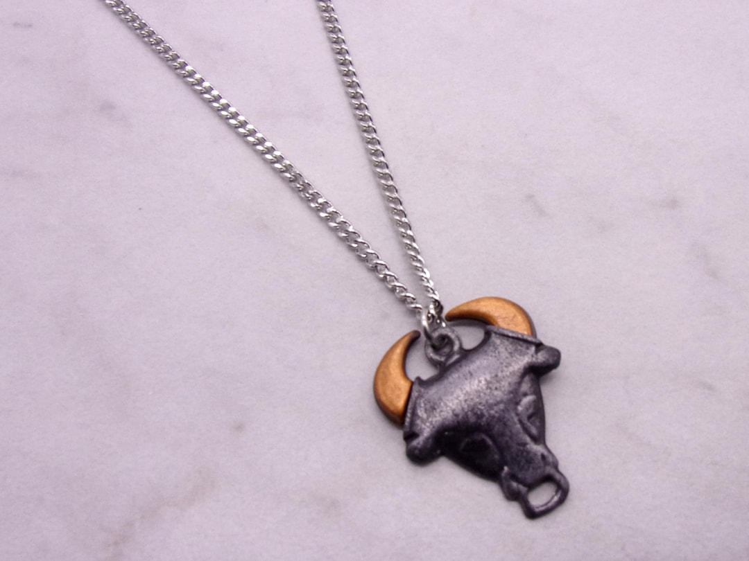 Bull Necklace,new Old Stock 1970s Men's Bull Necklace Pendant, Pewter ...