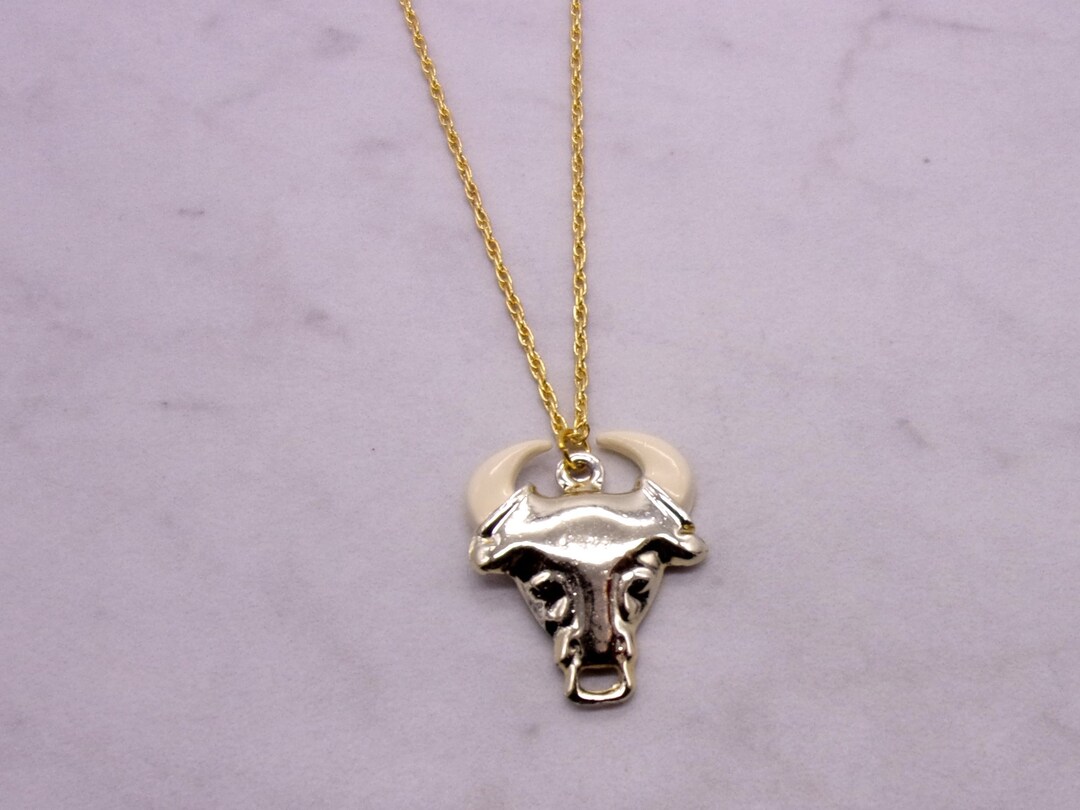 Bull Necklace Pendant Gold & Ivory, Men's Bull Necklace Pendant, New ...
