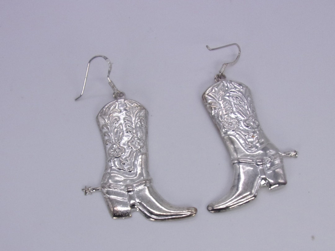 Sterling Silver Boot Earrings,cowgirl Boot Earrings,western Boot ...