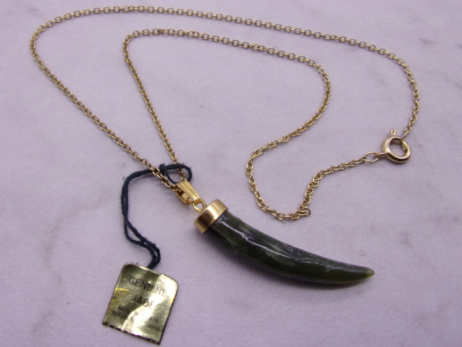 Carved Jade Horn Necklace Vintage 1970s Horn Necklace New - Etsy