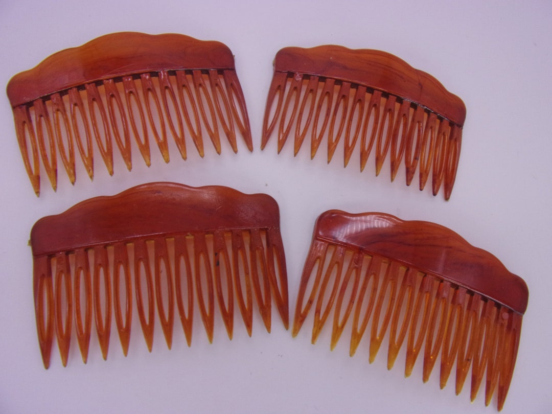 French Style Faux Tortoise Shell Combs, 4 New Old Stock 1970s Vintage ...