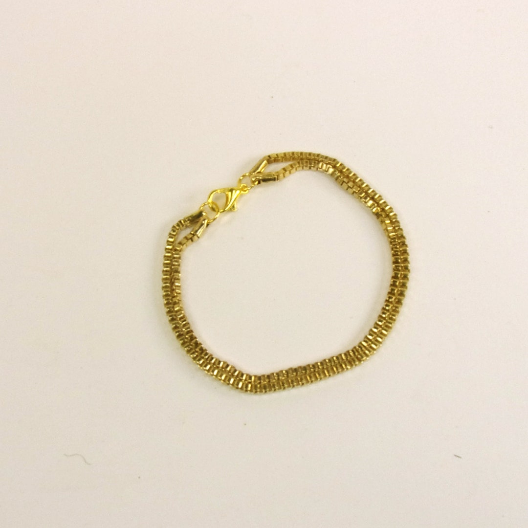 Box Chain Double Bracelet,1970s New Old Stock Double Box Chain Bracelet ...