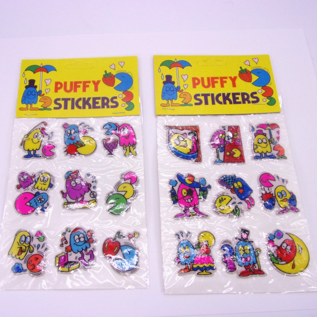 Pac Man Puffy Stickers,2 Different Assorted Packs,1980s New Old Stock ...