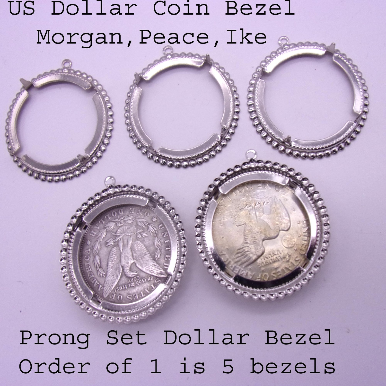 Silver Dollar Coin Bezel,steel Coin Bezel,dollar Size Prong Set Bezel,5 ...