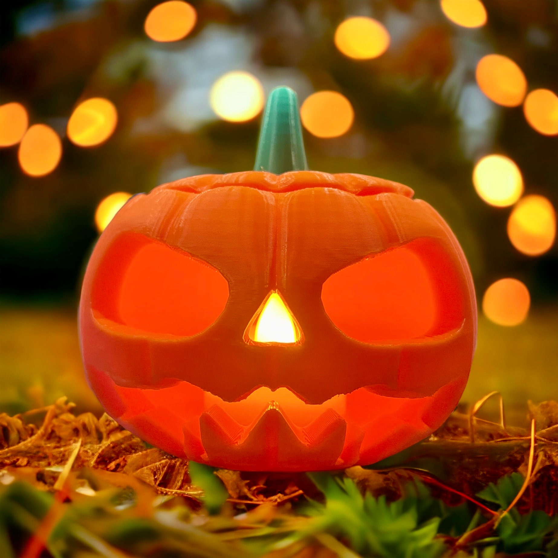 Vibrant 3D Printed Jack-o'lantern With LED Candle Halloween Decor ...