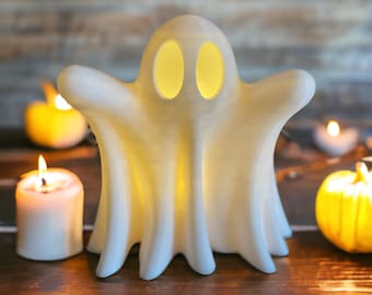 White 3D Printed Ghost With Tea Light Candle Halloween Decoration - Etsy