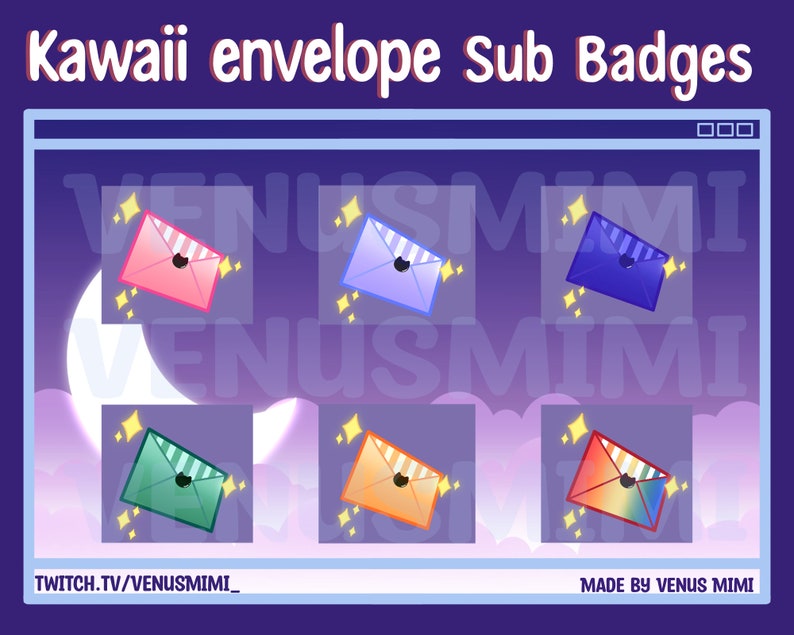 Kawaii Envelope Sub Badges Twitch Youtube Discord and Kick - Etsy
