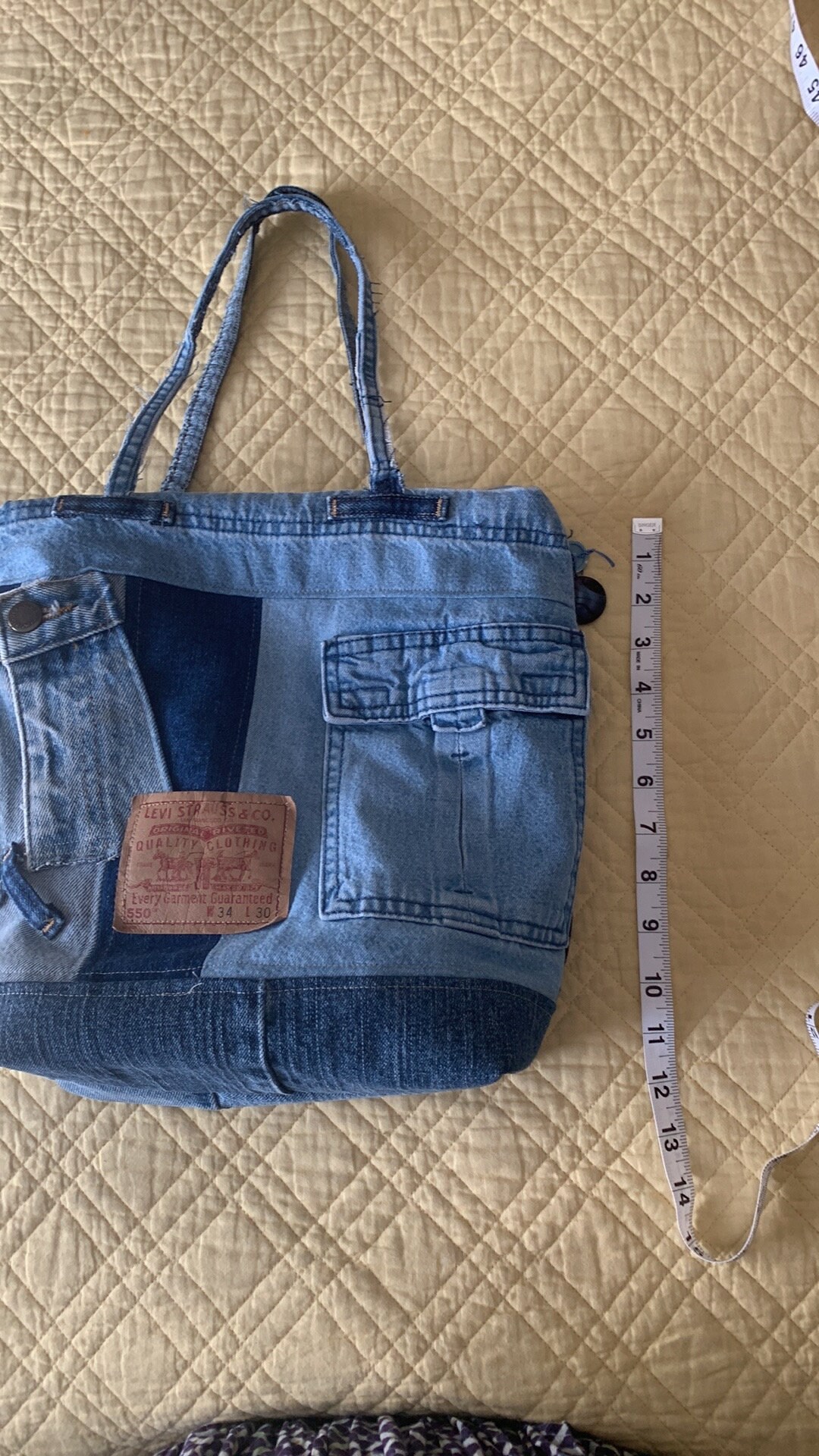 Multi-fabric Denim Tote Bag - Etsy