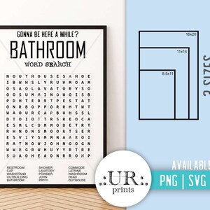 Bathroom Printable Bundle | Bathroom Wordsearch SVG | Bathroom Instant ...