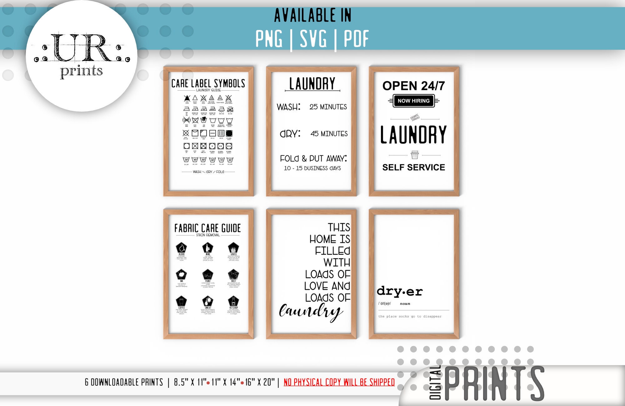 Laundry Room Sign 6pc Print Set | Laundry Printable | Laundry Care ...