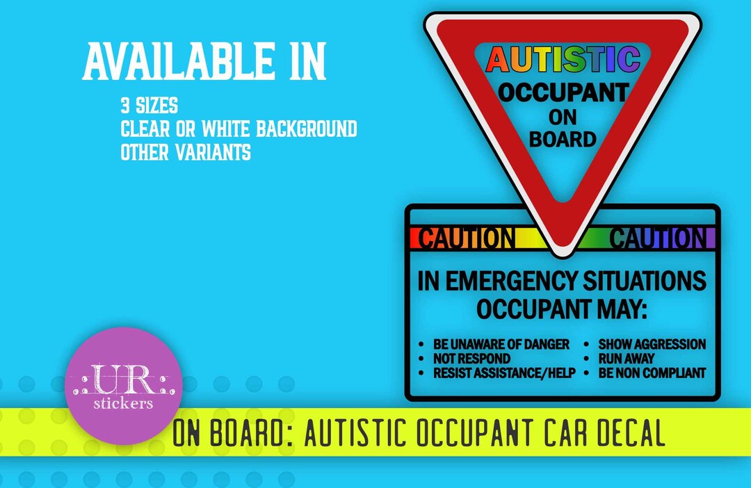 Autistic Occupant on Board Car Truck Decal Sticker - Autism Sticker ...