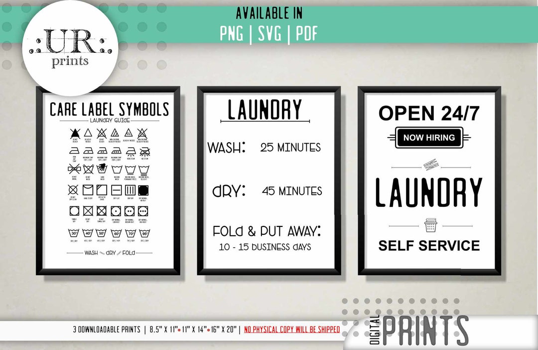 Laundry Room Sign 3pc Print Set I / Laundry Printable / Laundry Care ...
