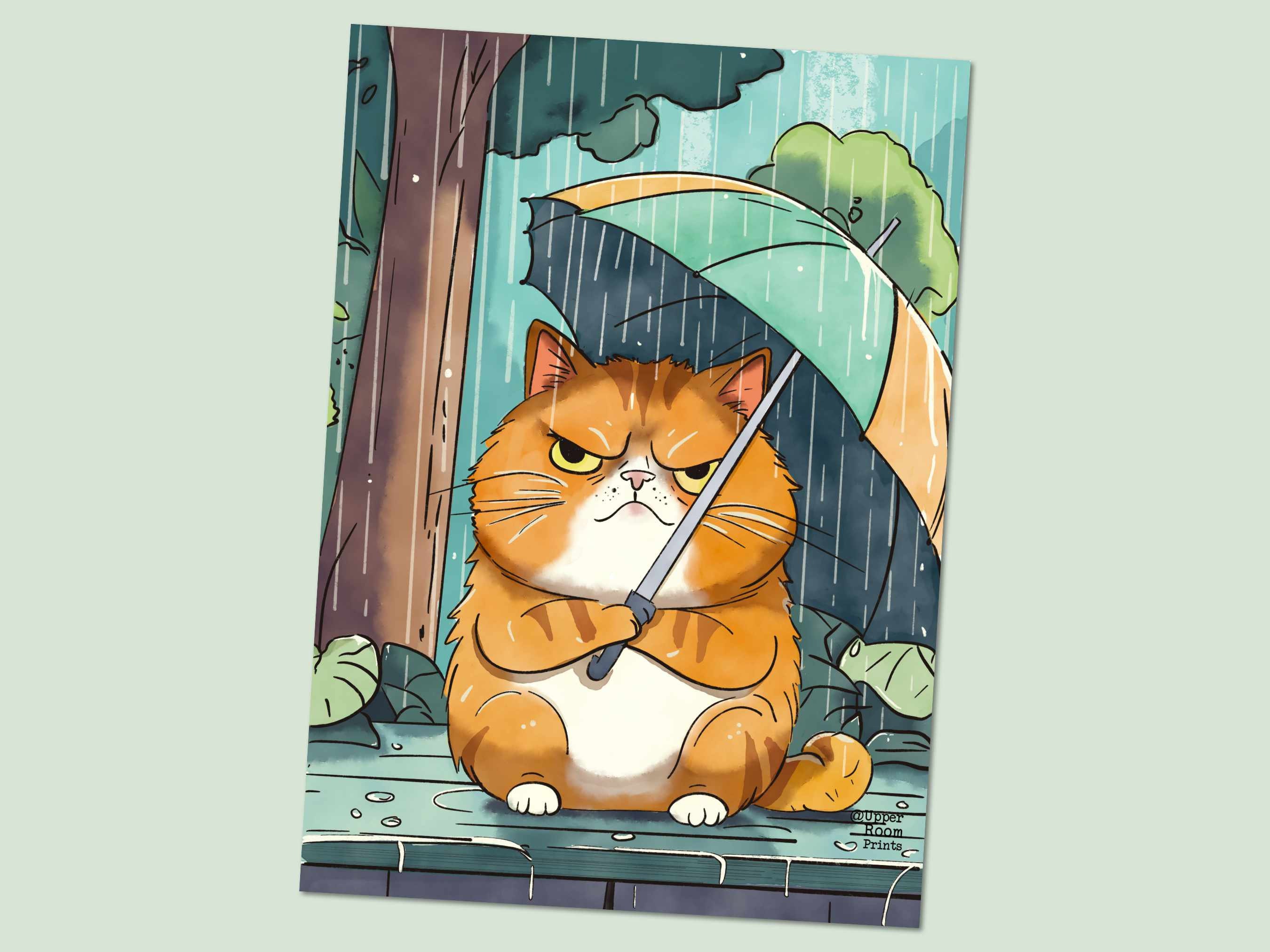 Mr Grumps and the Summer Shower Print Mister Grumps Grumpy Cat Hand ...