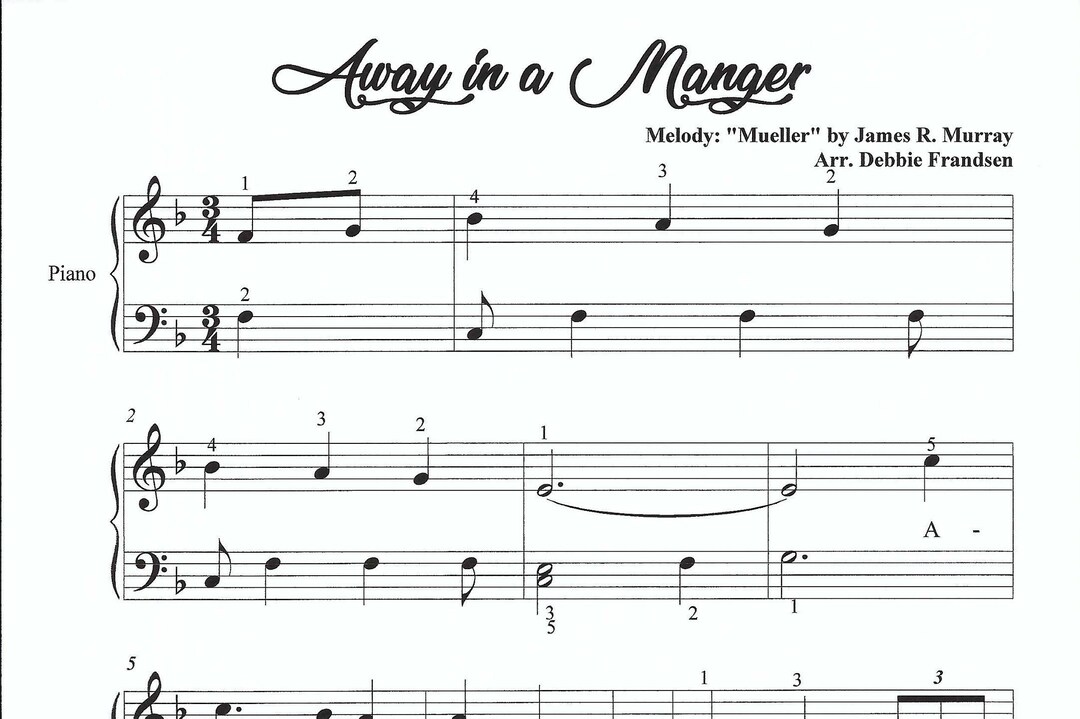 Away in a Manger Piano Sheet Music, Beginner, Easy Piano, Christmas ...