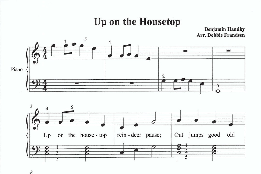 Up on the Housetop Easy Piano Beginner Christmas Piano up on - Etsy
