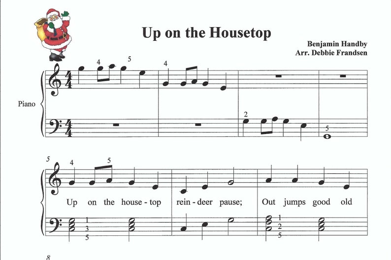 O Christmas Tree and up on the Housetop Easy Piano Sheet Music – C ...