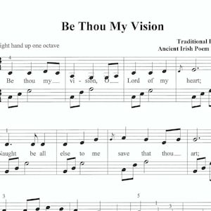 Be Thou My Vision Piano Sheet Music, Easy Piano Sheet Music, Christian ...