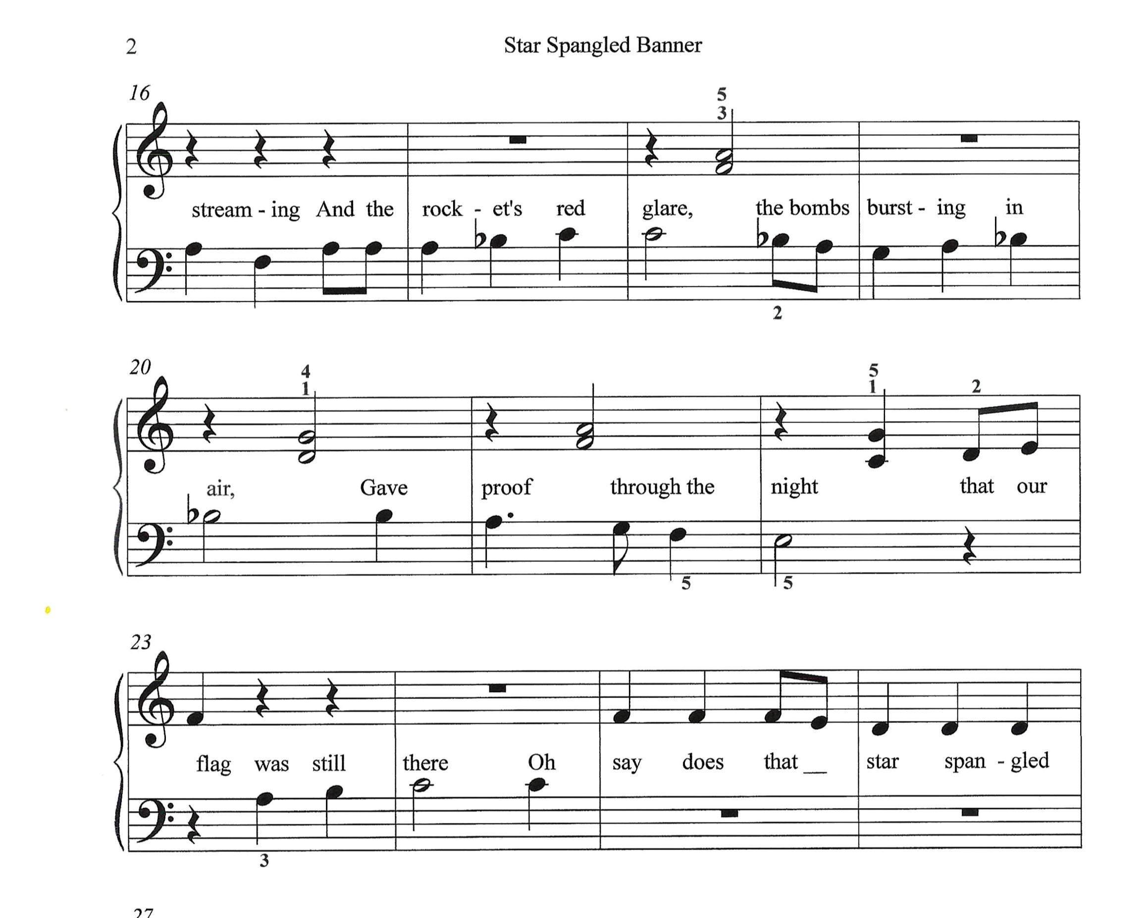 Easy Star-spangled Banner Piano Sheet Music – Beginner Patriotic Song ...