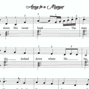 Away in a Manger Piano Sheet Music, Christmas Sheet Music, Piano, Let's ...
