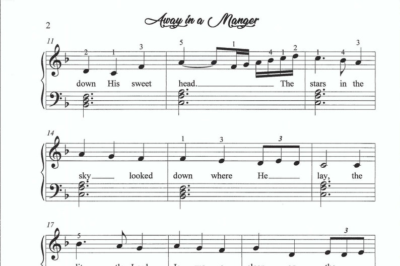 Away in a Manger Piano Sheet Music, Christmas Sheet Music, Piano, Let's ...