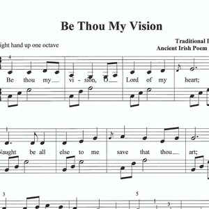 Be Thou My Vision Hymn, Easy Piano Solo Sheet Music (digital ...