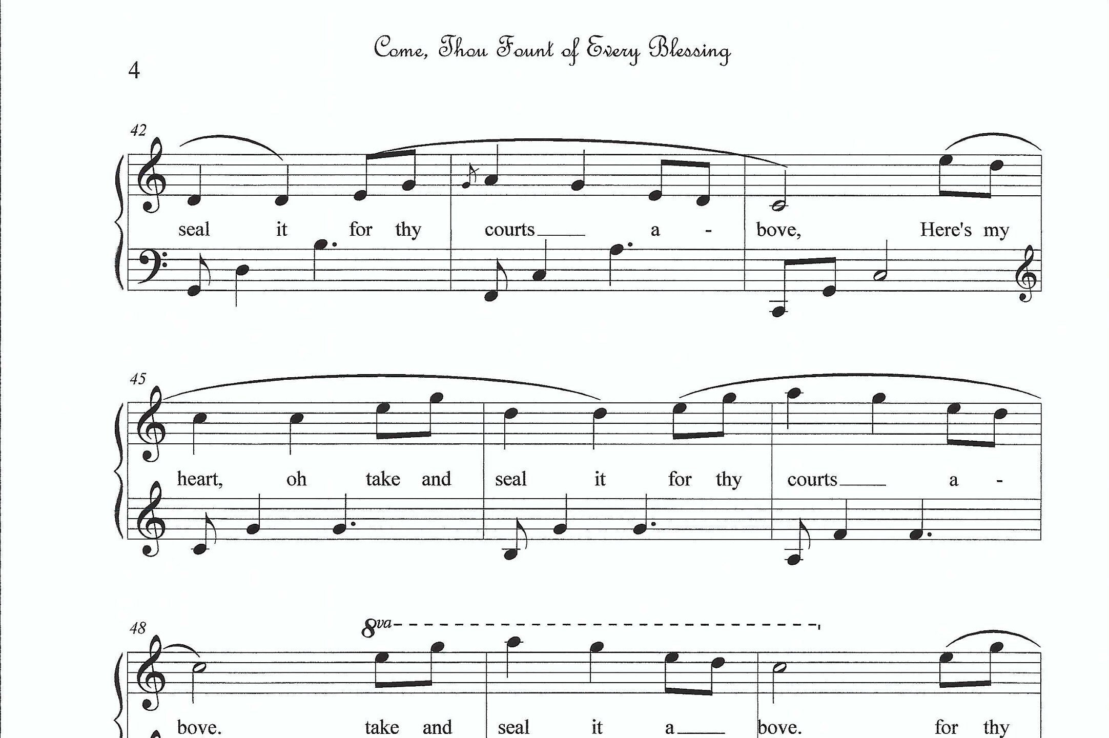 Come, Thou Fount of Every Blessing Piano Sheet Music, Easy Piano Sheet ...