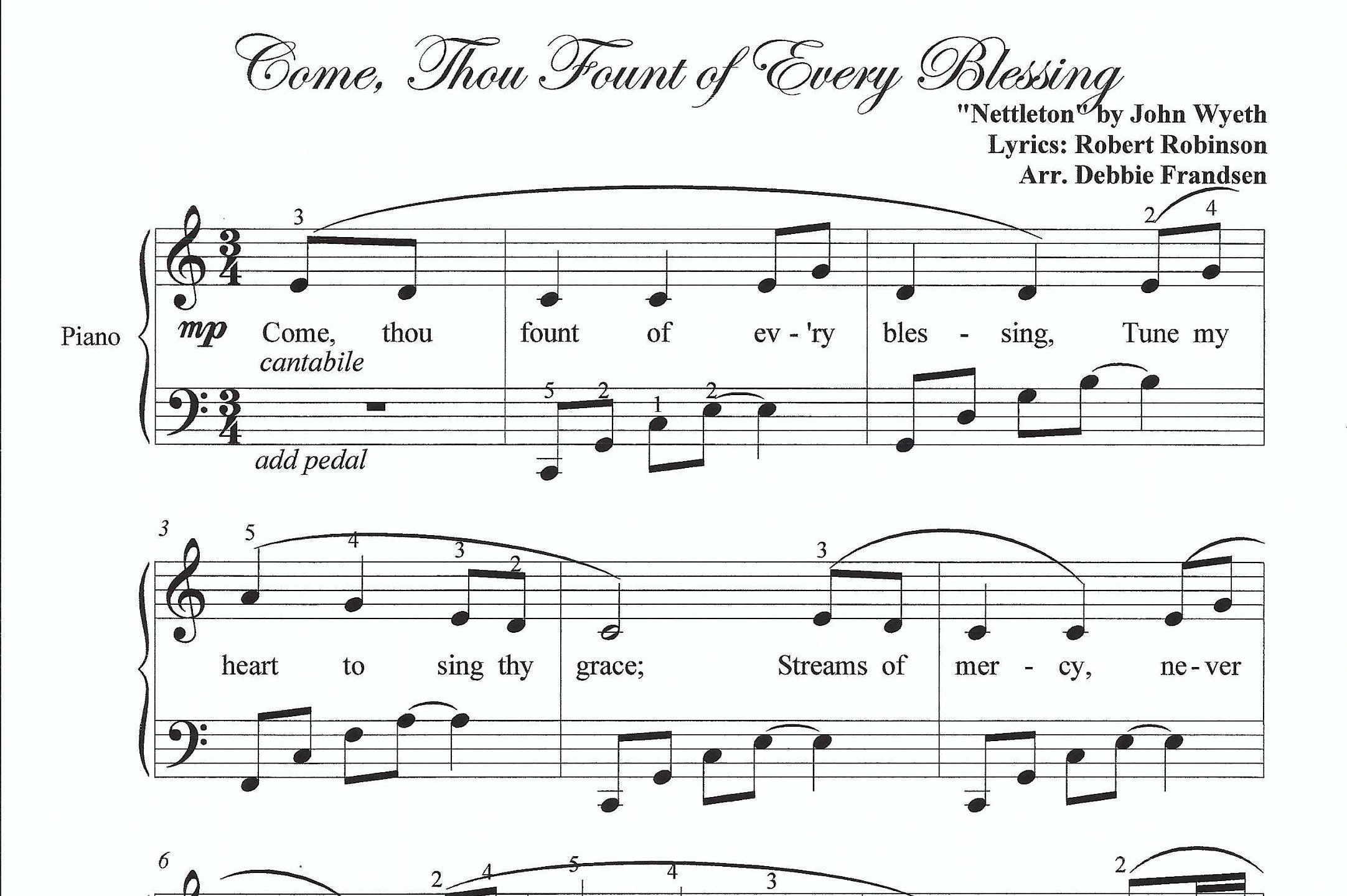 Come, Thou Fount of Every Blessing Piano Sheet Music | Beginning to ...