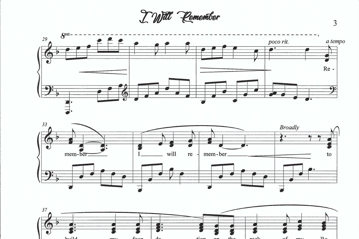 I Will Remember, Piano, Solo, Duet, Children's Chorus, Primary, Piano ...