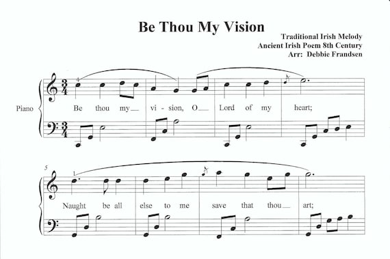 Be Thou My Vision Hymn Printable Digital Church Piano Sheet - Etsy
