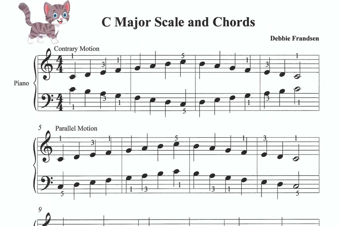 C Major Scale Easy Piano, Beginner Piano, Easy Piano Sheet Music, Easy ...