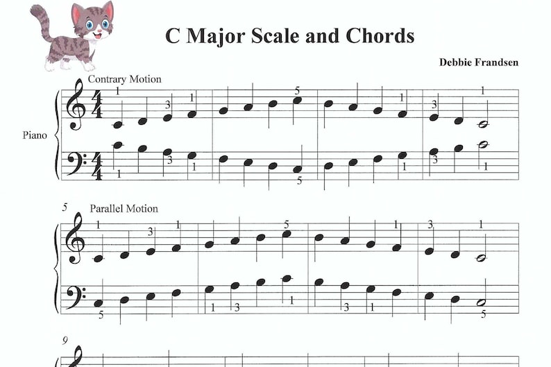 C Major Scale Easy Piano, Beginner Piano, Easy Piano Sheet Music, Easy ...