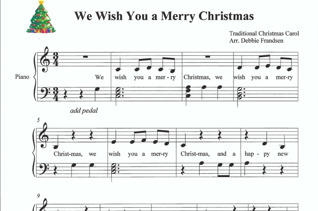 We Wish You a Merry Christmas Piano Sheet Music, Let's Play Music, Easy ...