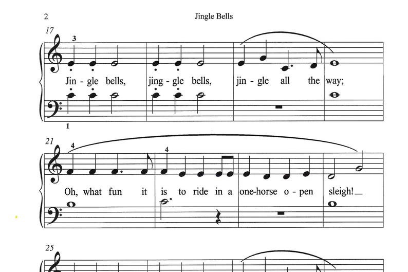 Jingle Bells in Middle C Position, Easy, Beginner Piano Sheet Music ...