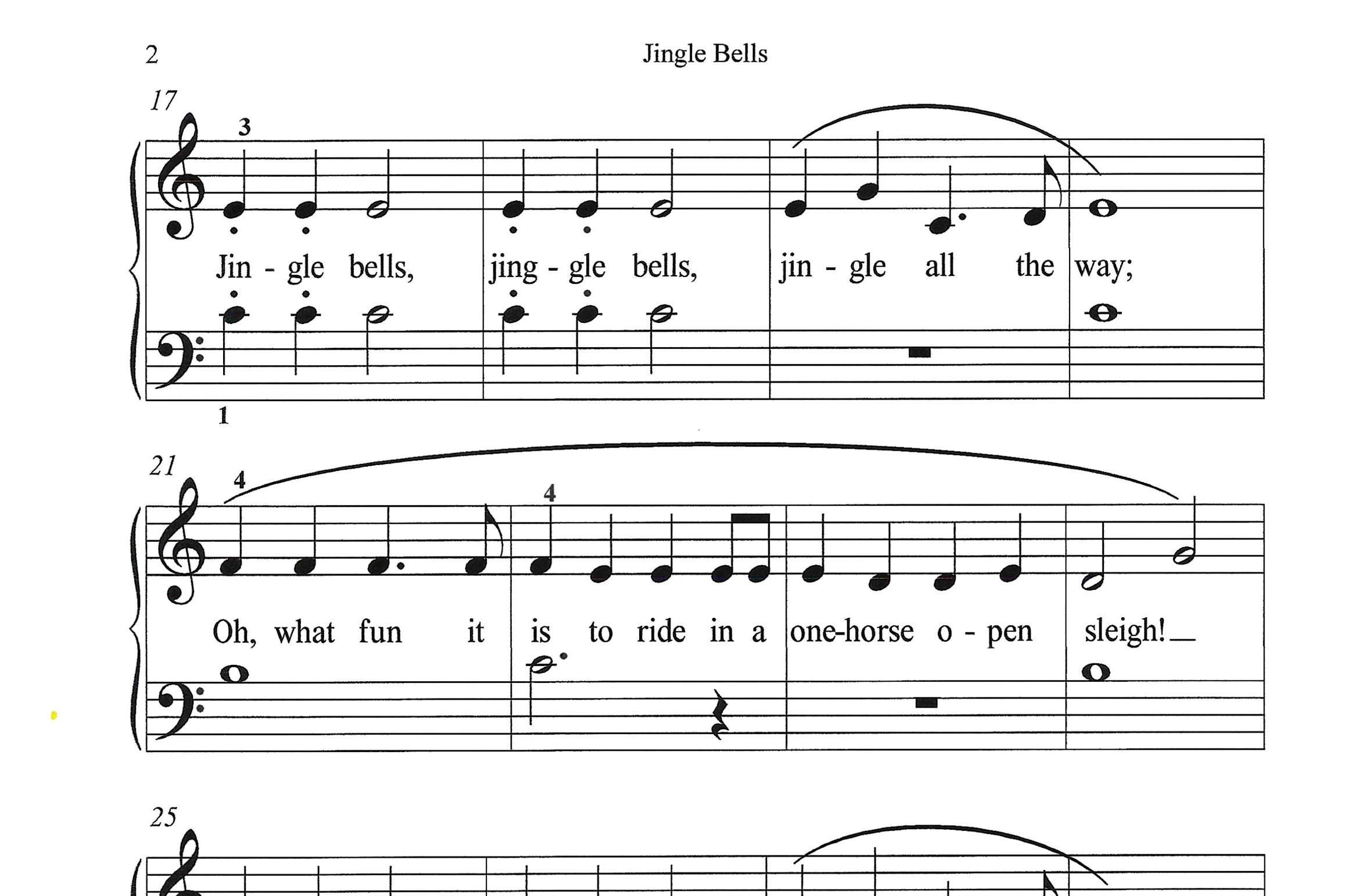 Jingle Bells in Middle C Position, Easy, Beginner Piano Sheet Music ...