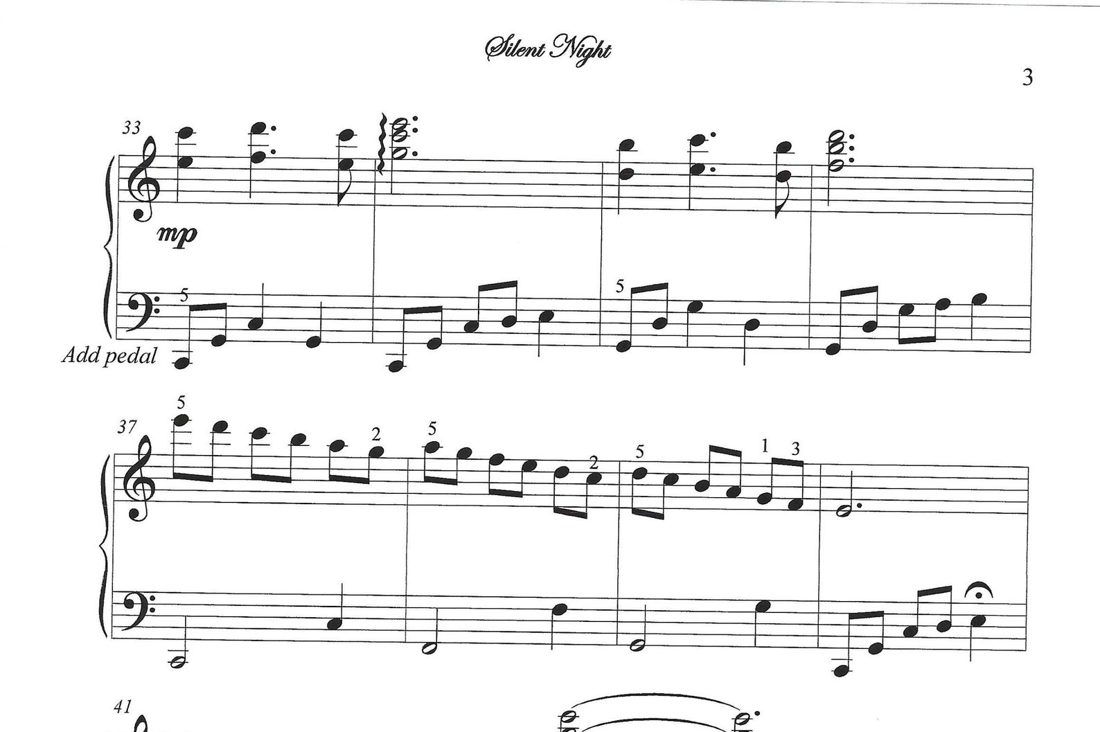 Silent Night, Piano Sheet Music, Piano Solo, Intermediate Piano Solo ...