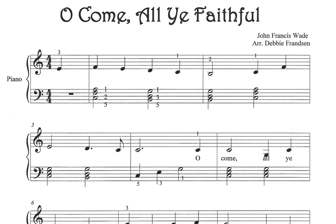 3 Easy Christmas Piano Songs in C Position (level 1–2) O Come All Ye ...