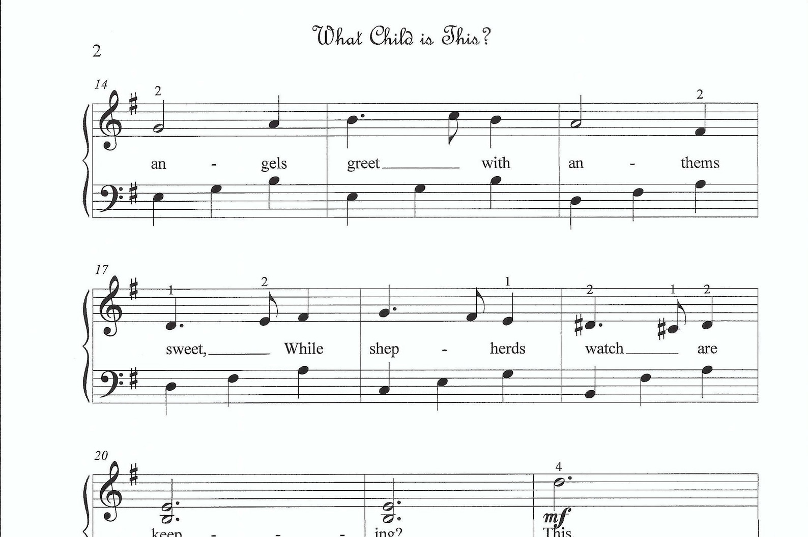 What Child is This Piano Sheet Music, Easy Piano Sheet Music, Beginner ...