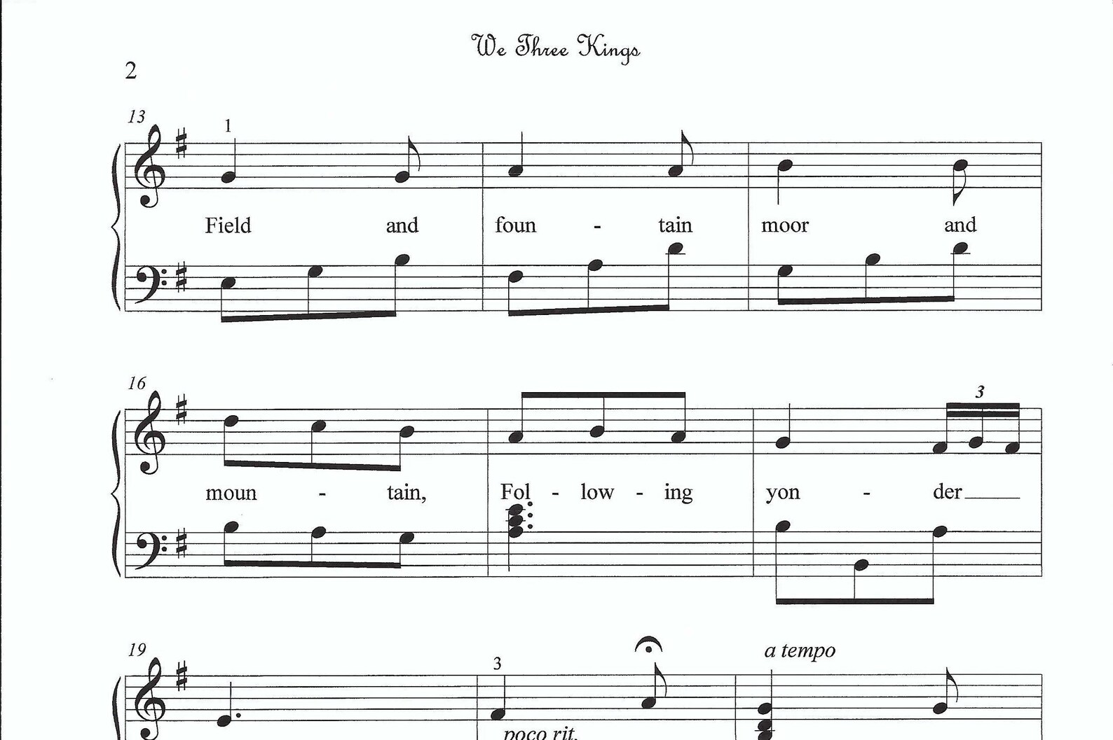 We Three Kings of Orient Are, Easy Piano Sheet Music, Christmas Piano ...