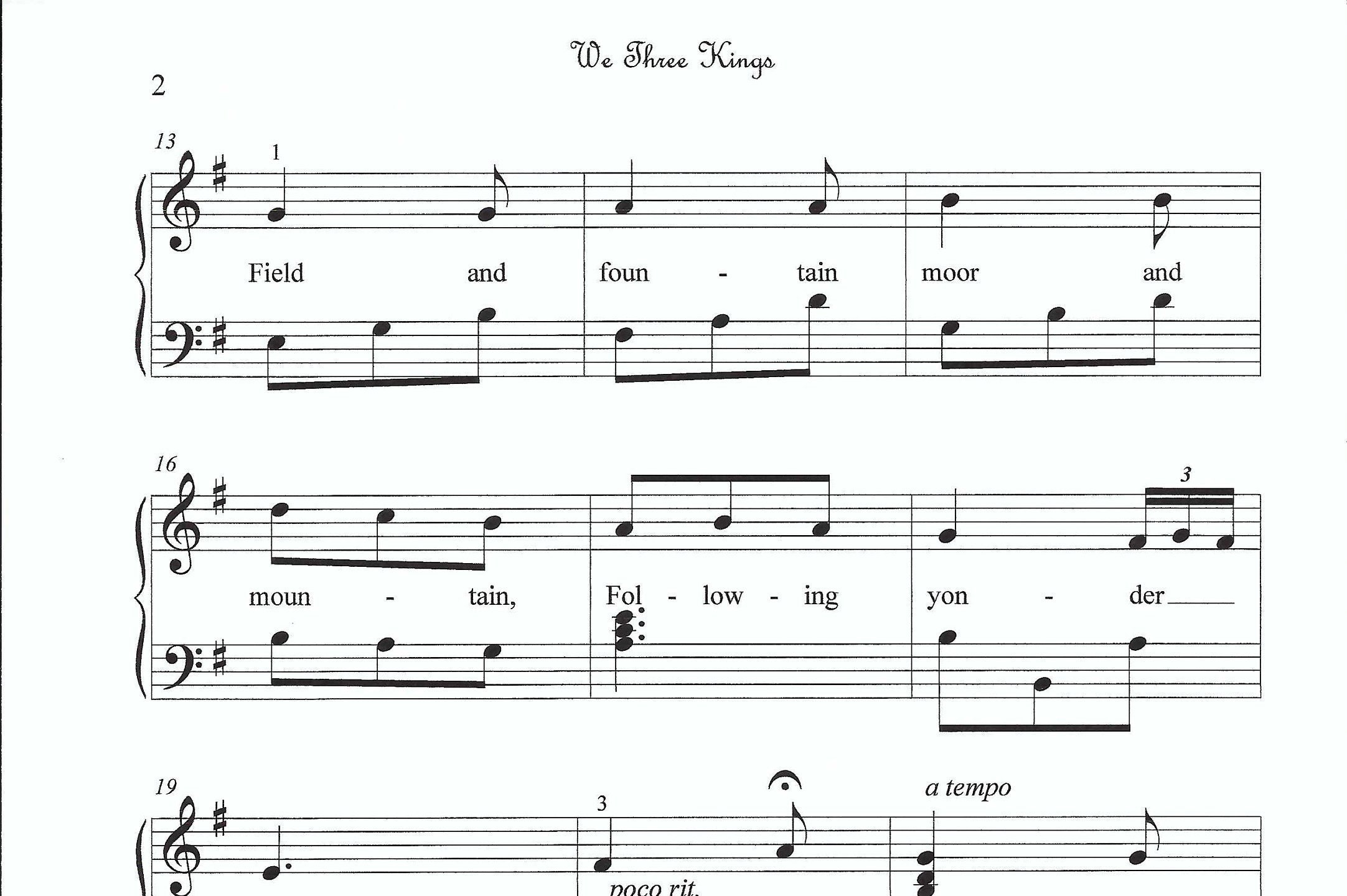 We Three Kings of Orient Are, Easy Piano Sheet Music, Christmas Piano ...