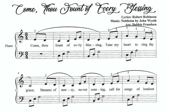 Come Thou Fount of Every Blessing Piano Sheet Music Come - Etsy