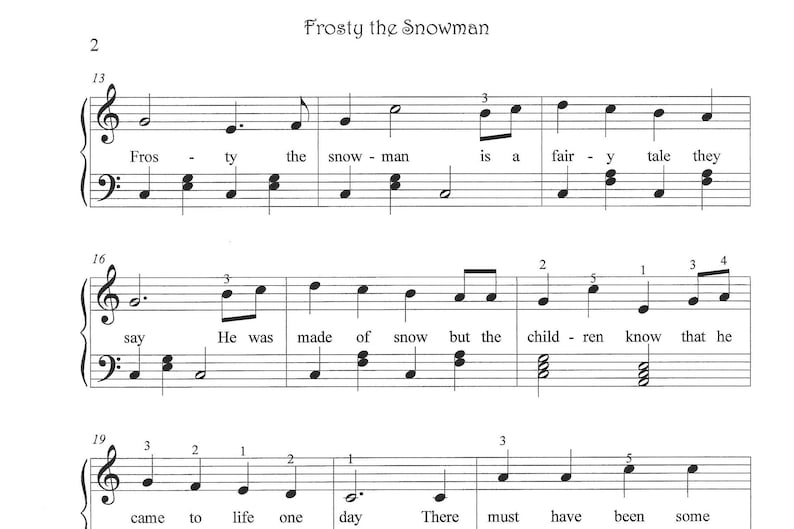 Frosty the Snowman Piano Sheet Music, Fun, Easy, Let's Play Music, Easy ...