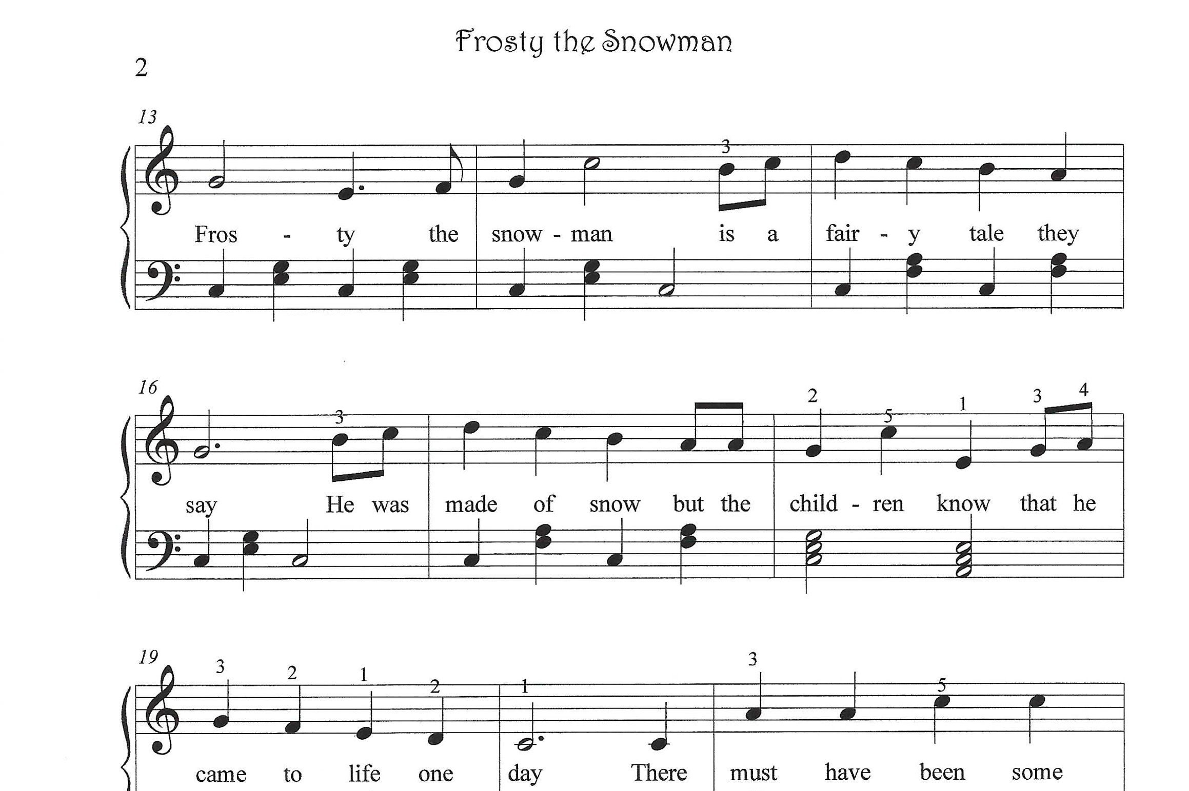 Frosty the Snowman Piano Sheet Music, Fun, Easy, Let's Play Music, Easy ...