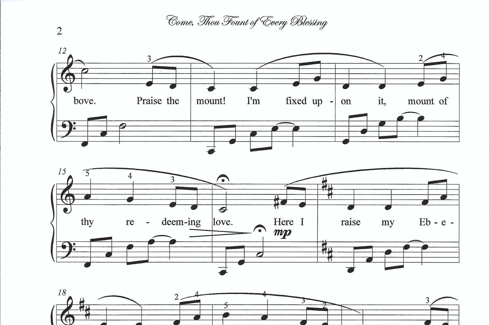 Come, Thou Fount of Every Blessing Piano Sheet Music, Come Thou Fount ...