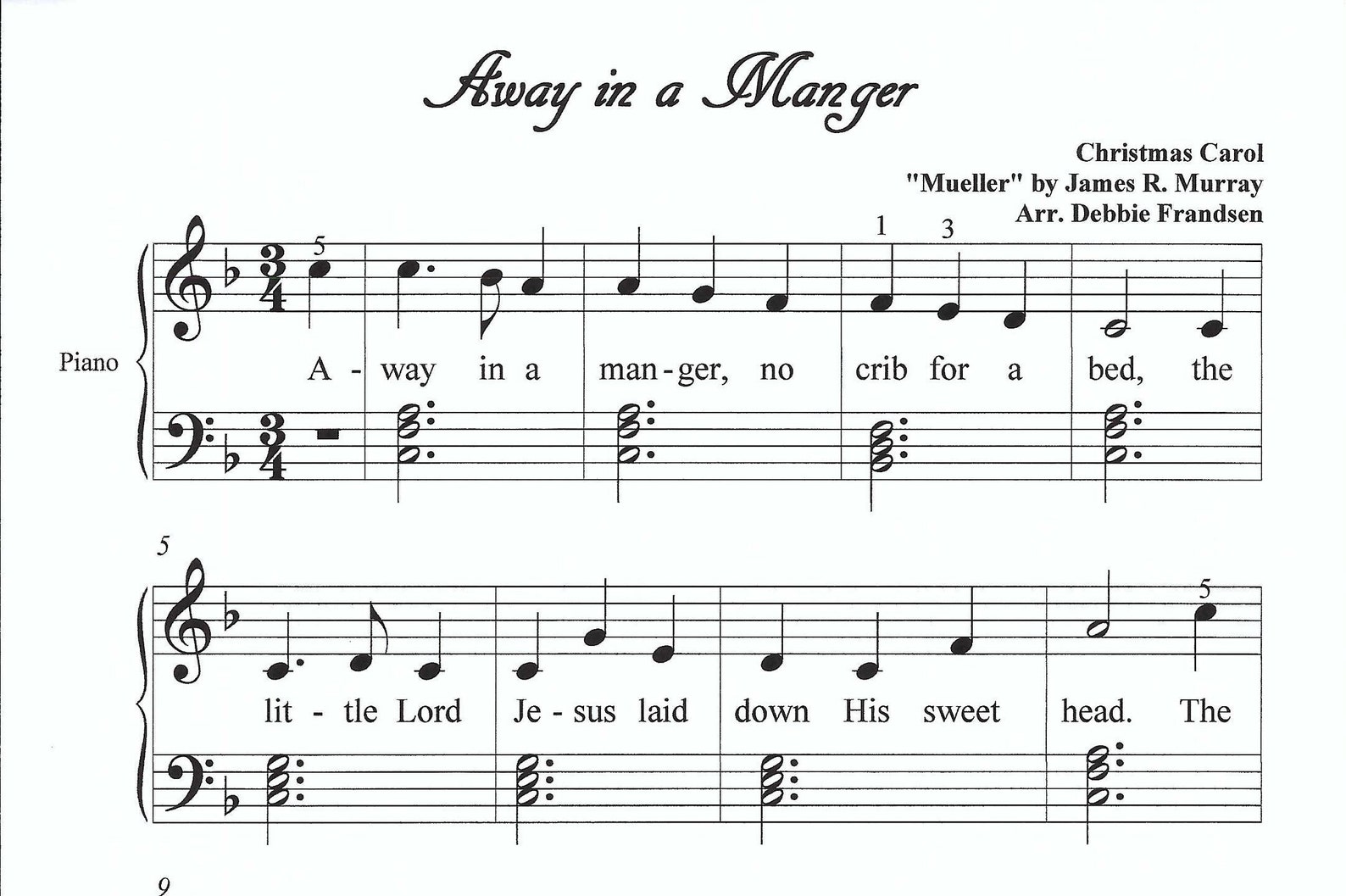 Away in a Manger Piano Sheet Music, Christmas Sheet Music, Piano, Let's ...