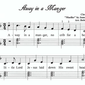 Away in a Manger Piano Sheet Music, Christmas Sheet Music, Piano, Let's ...
