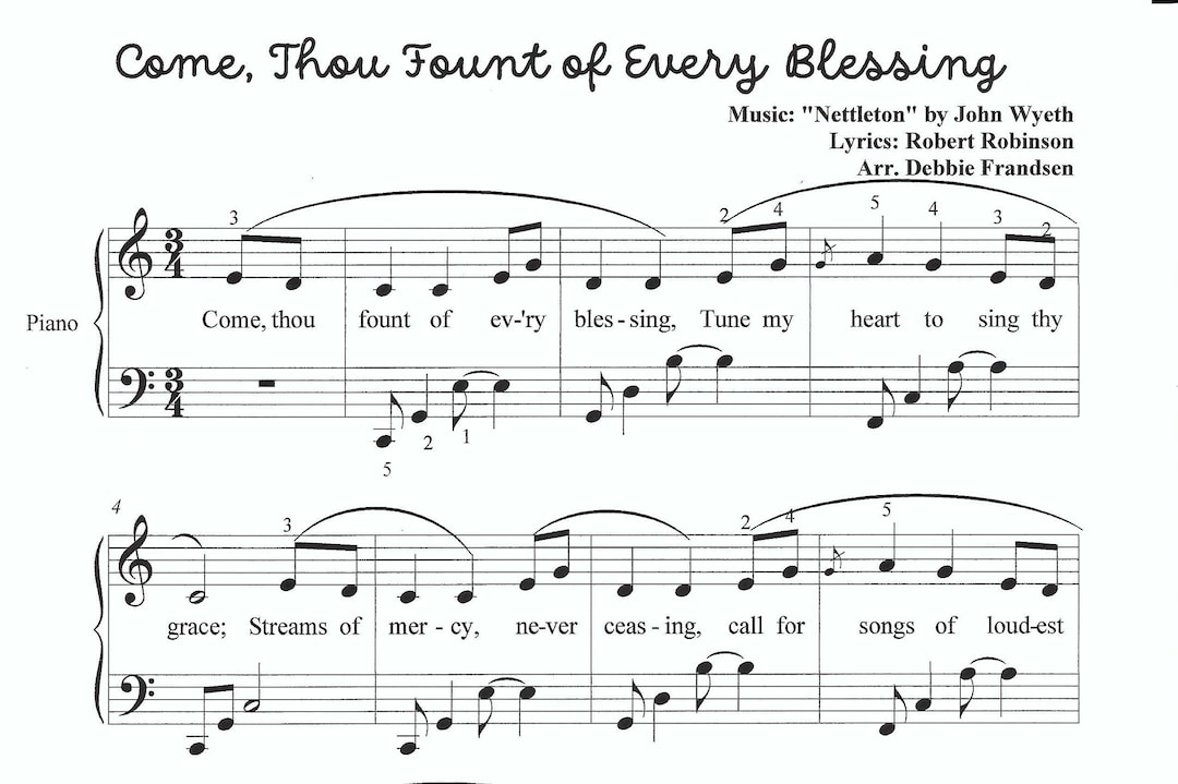 Come, Thou Fount of Every Blessing Piano Sheet Music, Easy Piano Sheet ...