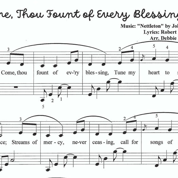 Come, Thou Fount of Every Blessing Piano Sheet Music, Come Thou Fount ...