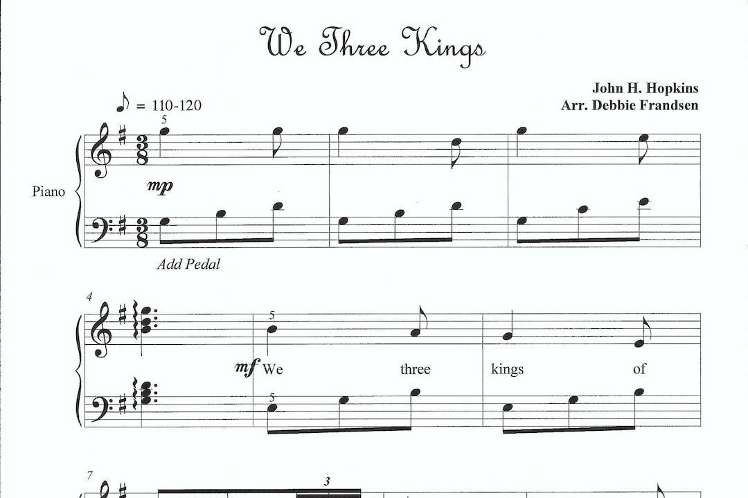 We Three Kings of Orient Are, Easy Piano Sheet Music, Christmas Piano ...