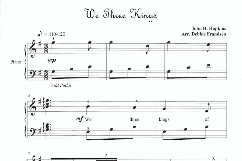 We Three Kings of Orient Are, Easy Piano Sheet Music, Christmas Piano ...