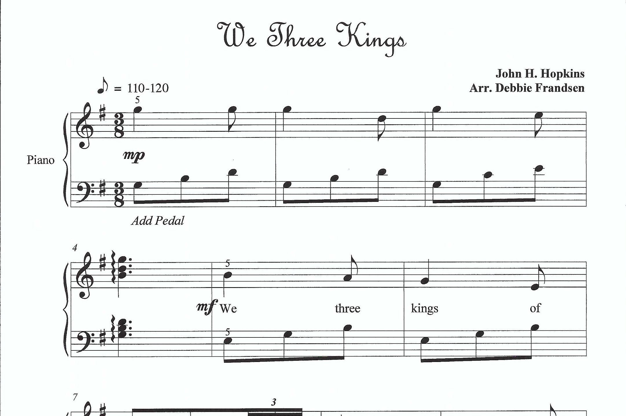 We Three Kings of Orient Are, Easy Piano Sheet Music, Christmas Piano ...